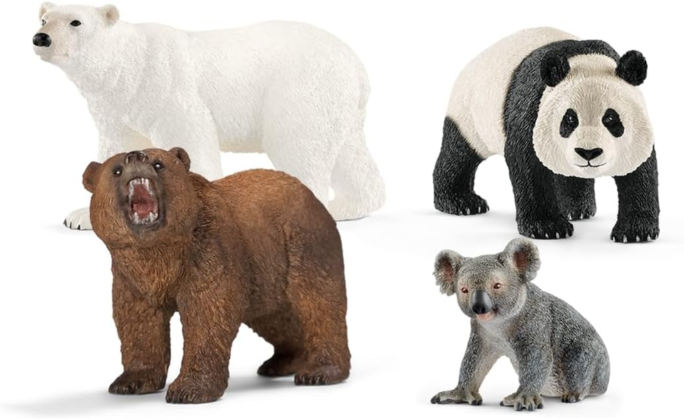 Wild Life - 4 PC Bear Figure Toy Playset - Realistic Panda, Koala ...