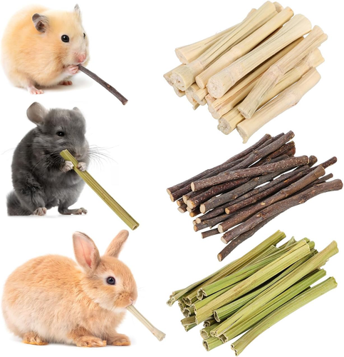 55Pcs Rabbit Chew Sticks Natural Wood Chewing Toys for Small Pets Bunny ...
