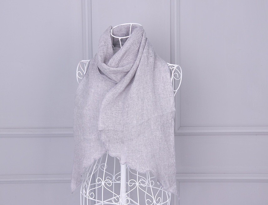 Summer Sun Shield Cool Light Chic Pure 100% Linen Scarf Shawl Wraps ...