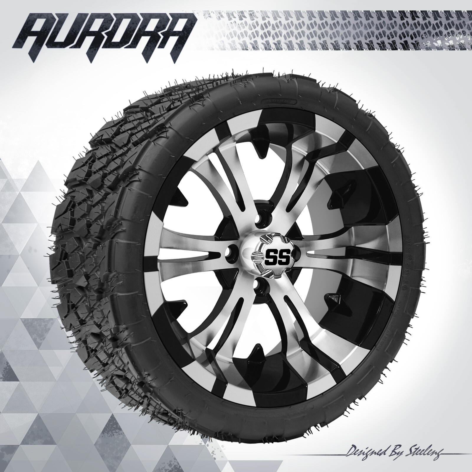 GOLF CART 14" 'VAMPIRE' WHEELS/RIMS and 20" 'AURORA' ALL-TERRAIN TIRES ...