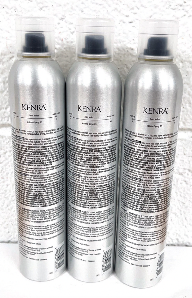 KENRA VOLUME 25 SPRAY 10 Oz SUPER HOLD FINISHING HAIRSPRAY 3 CAN SET ...