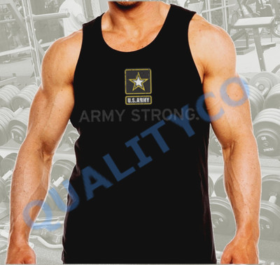 Men's US Army Strong Military Workout Bodybuilding Black Muscle Tank ...