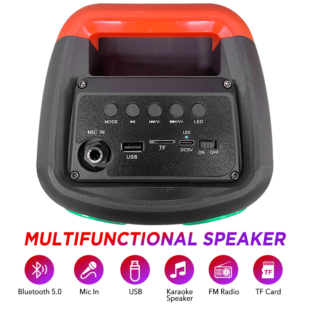 Portable Bluetooth Wireless Party Bass Speaker Karaoke Microphone ...
