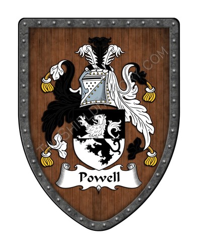 Powell Family Crest Custom Coat of Arms , Hanging Wall Shield SH503P-DG ...