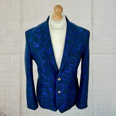 Pretty Green Black Label Paisley Lined Floral Blazer In Blue Size Small ...