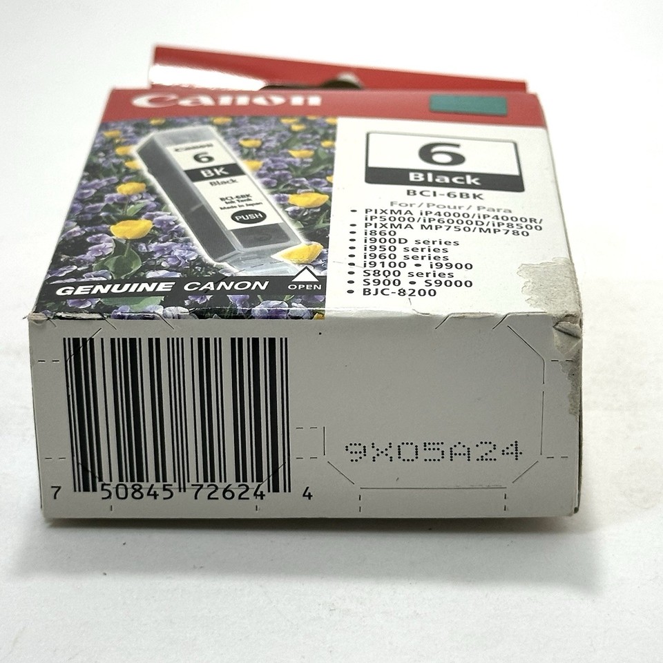 Canon BCI-6BK Ink Cartridge Black – Genuine OEM Sealed i860 i900D i950 ...