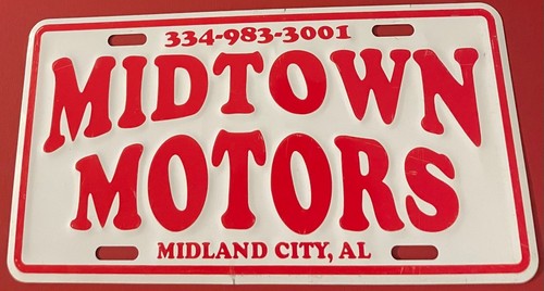 Vintage Midtown Motors Dealership Booster License Plate Midland City ...