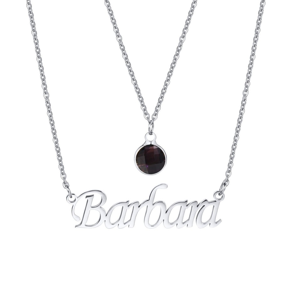 Custom Birthstone Name Necklace Personalized Stainless Steel Letter ...