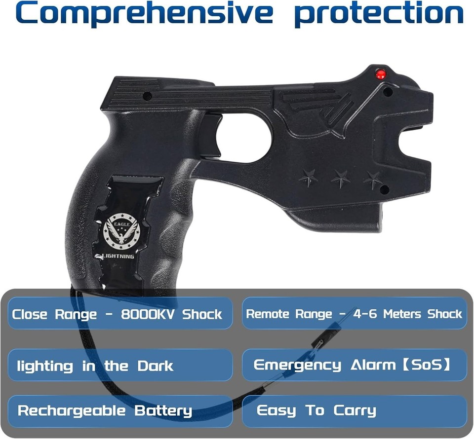 Heavy Duty Stun Gun with LED Flashlight, 15 Foot Range, 1.80 µC Painful ...