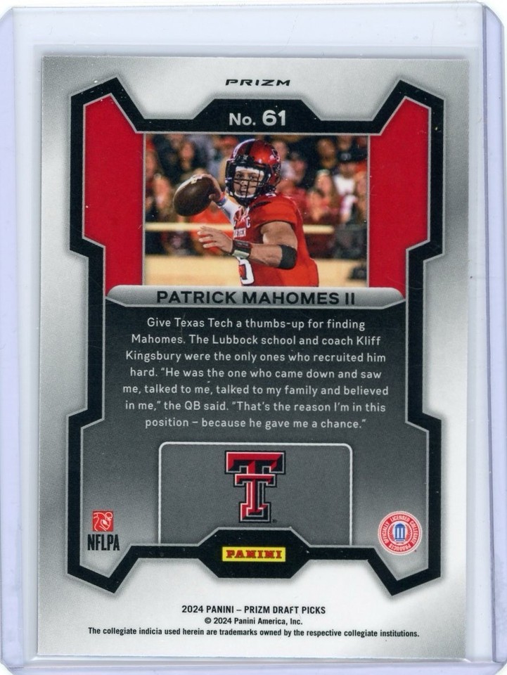 2024 Patrick Mahomes II Red Cracked Ice Prizm Kansas City Chiefs NFL ...