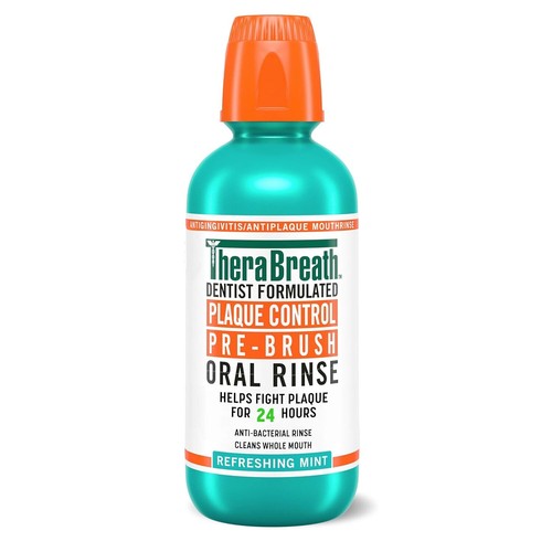TheraBreath Plaque Control Pre-Brush Oral Rinse, Refreshing Mint ...