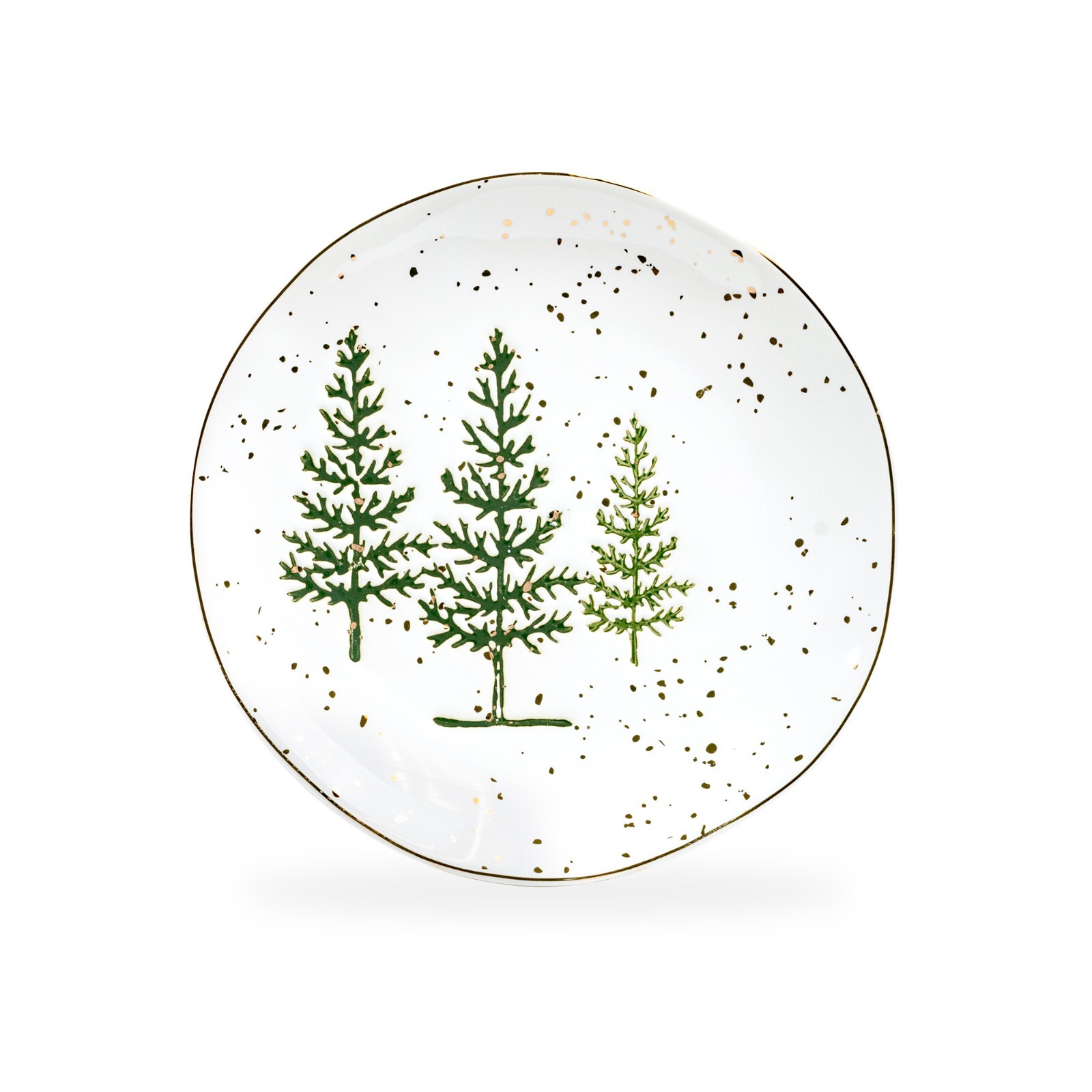 Grace Teaware Winter Pine Trees Organic Shape 7.5" Dessert Plates Set ...