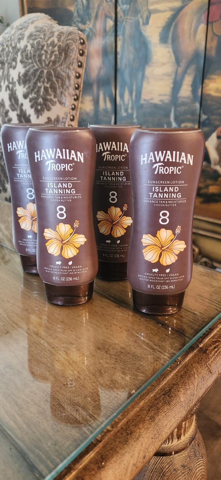 (4) Hawaiian Tropic Island Tanning Lotion Sunscreen Cocoa Butter SPF 8 ...