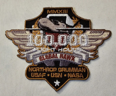 Navy USAF NASA Northrop Grumman Global Hawk 100,000 Flight Hours Patch ...