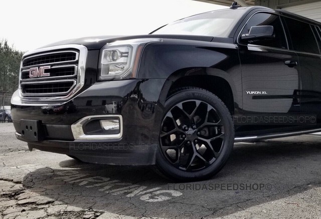 Gloss Black GMC Sierra Snowflake Wheels Denail/Yukon 22X9" SET FITS ...