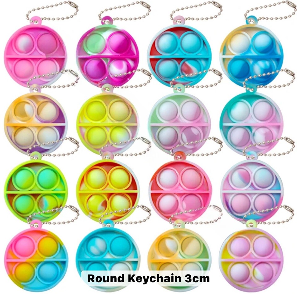 6-Pack - Mini Fidget Push & Pop Bubble Keychain For Pocket Purse ...
