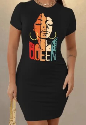 Women’s XL Queen Letter Print Dress Bodycon | eBay