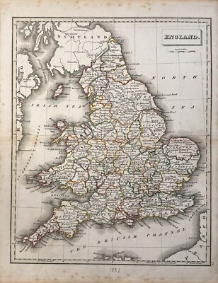 1831 England Original Copperplate Map, Baldwin & Cradock, Atlas Geology ...
