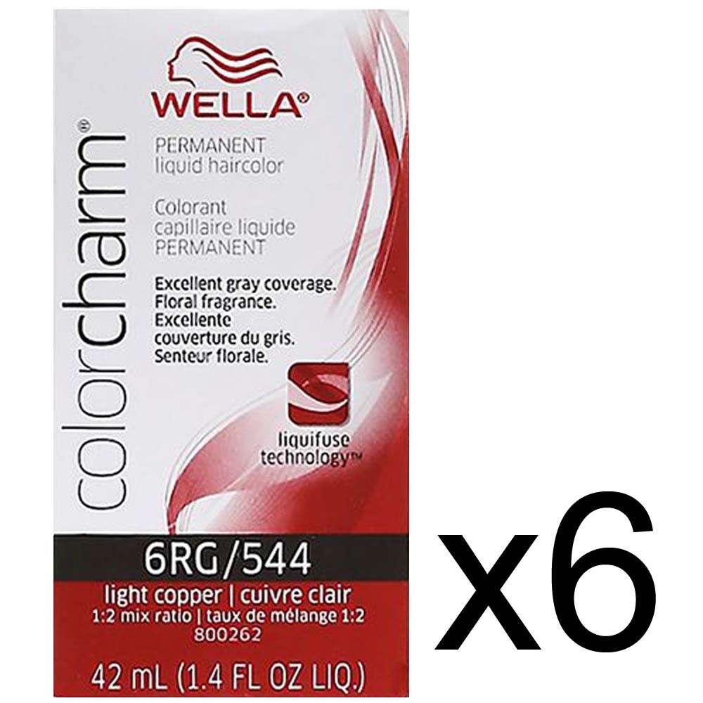 SALON HAIR WELLA COLOR CHARM PERMANENT DYE LIQUID 6RG/544 LIGHT COPPER ...
