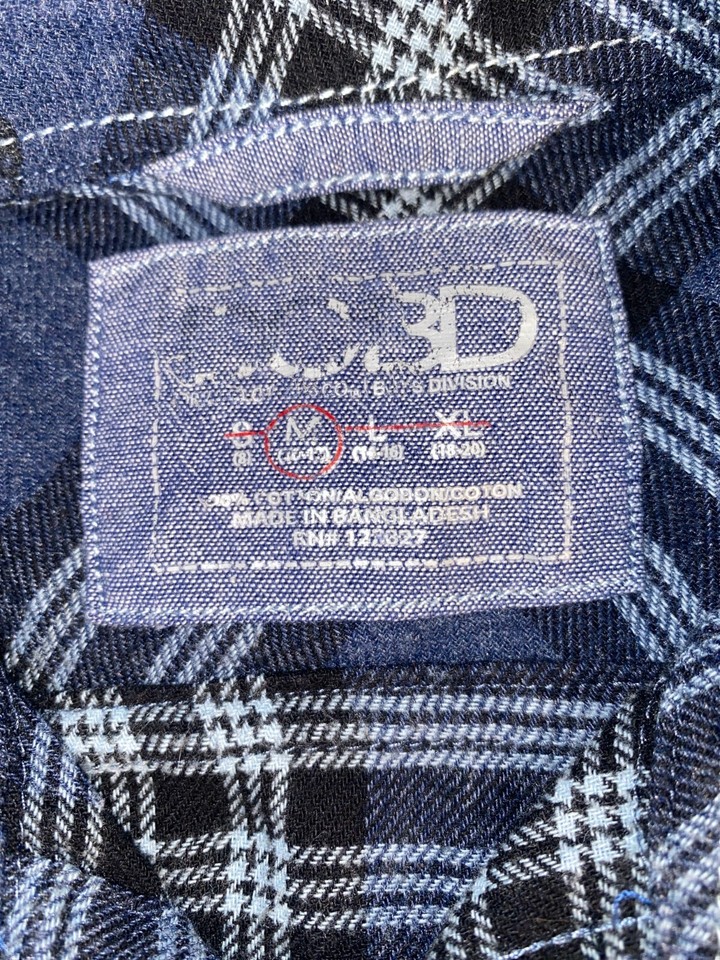 DCBD Shirt Boys Medium Blue Plaid Skull And Bones Pattern Slim Collar ...