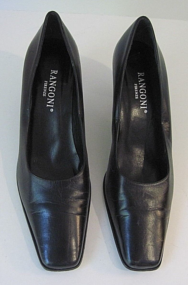RANGONI FIRENZE Italian Women’s Black Leather Heels Pumps Size 7 B | eBay