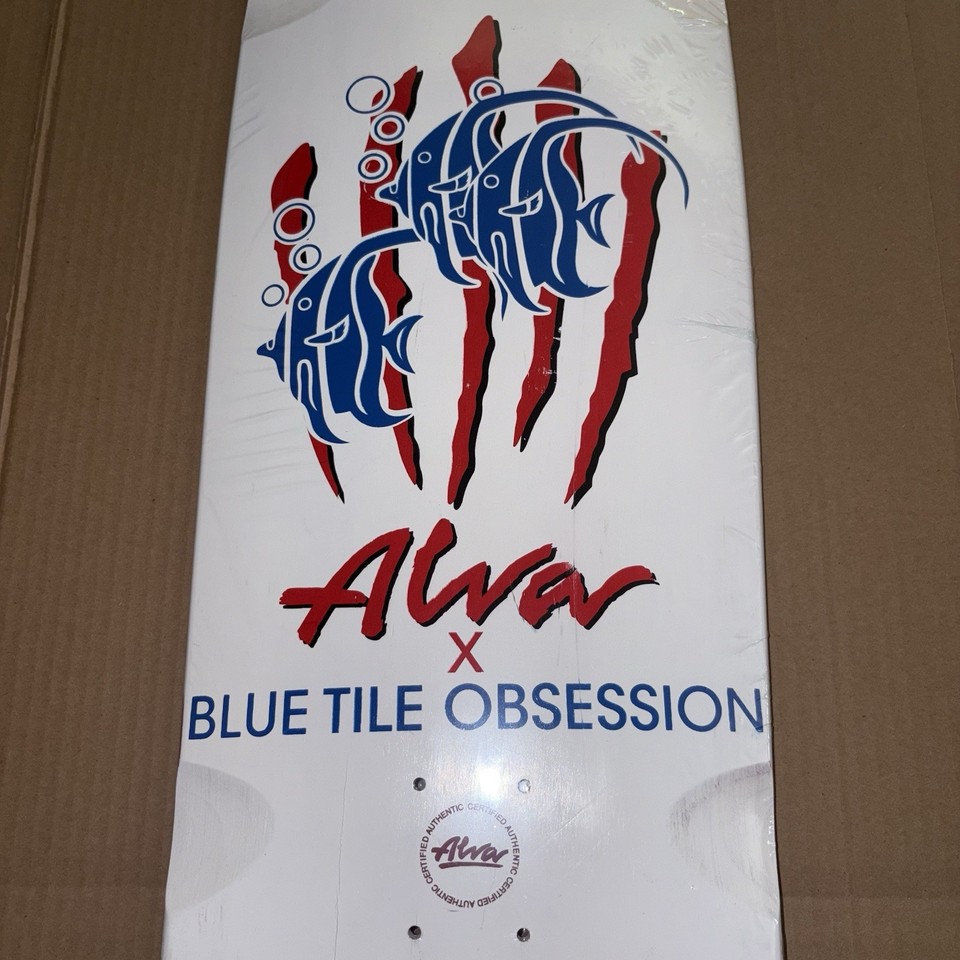 RARE Tony Alva Blue Tile Obsession White Dip Shaped Skateboard Deck 10 ...
