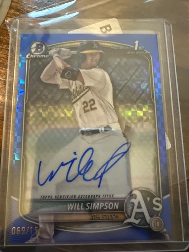 2025 Bowman Chrome WILL SIMPSON 1st Bowman Auto Blue X-Fractor /150 ...
