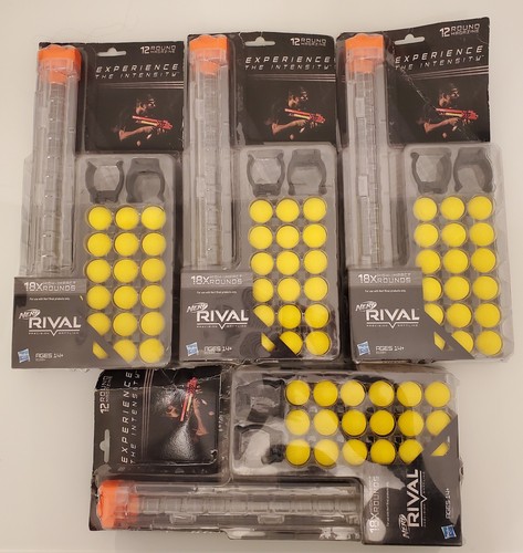 Lot of (4) 18-Round Refill Packs 12-Round Magazine Nerf Rival Zeus MXV ...