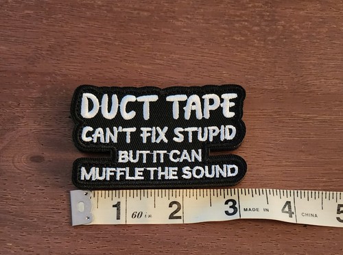Tactical Patch Funny Duct Tape Fix Stupid Hook And Loop Fastener Black White | eBay