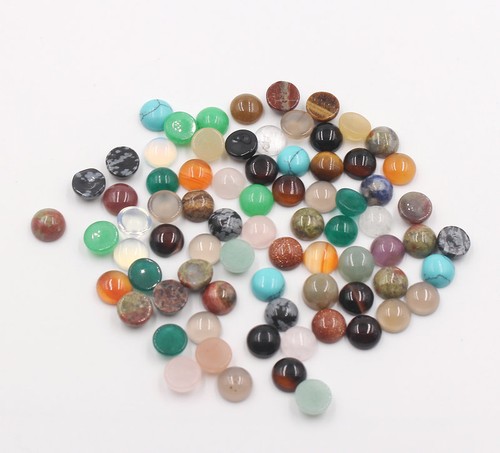 Wholesale 50pcs/lot 8mm assorted natural stone round CAB CABOCHON ...