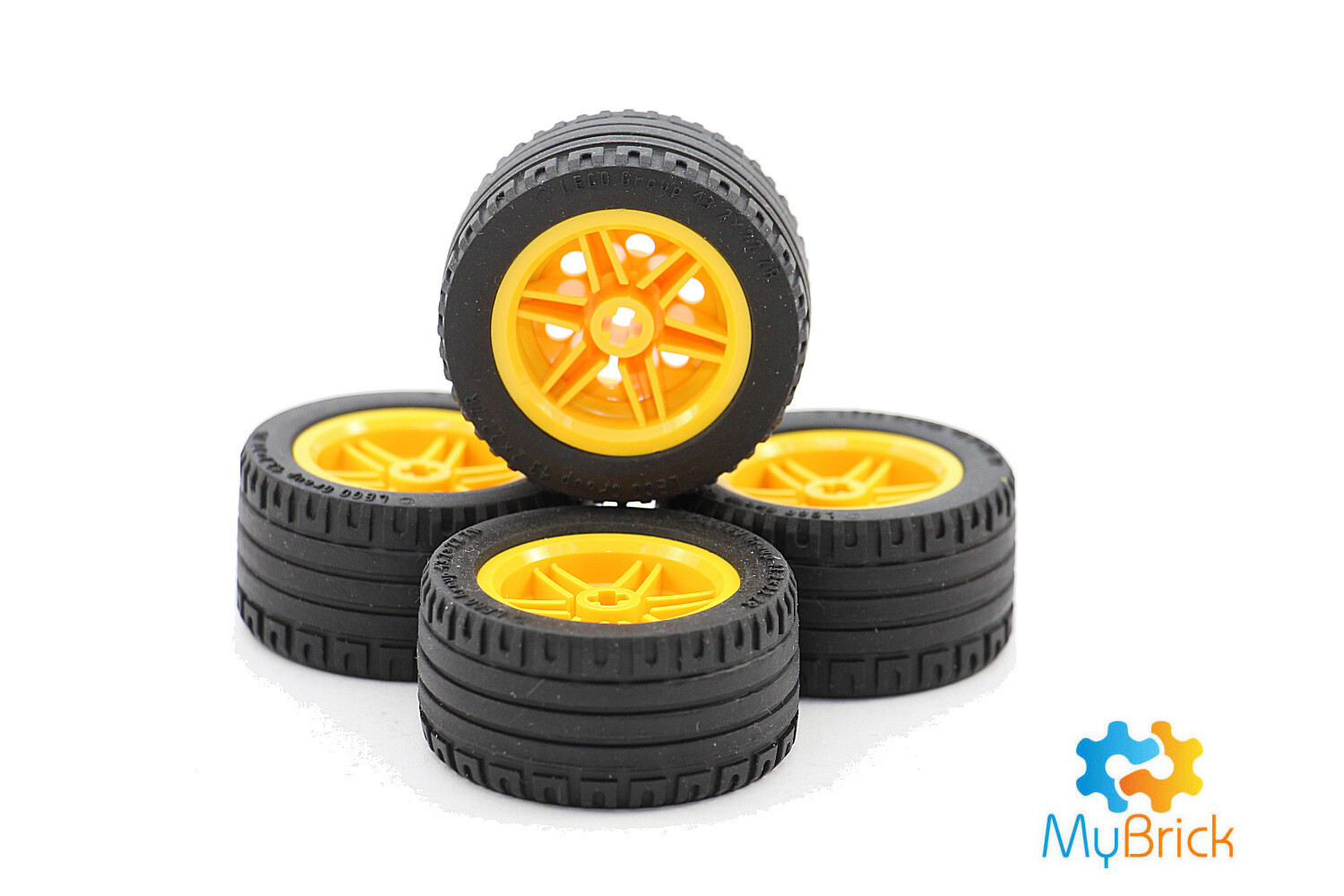 Genuine Lego® 4x Yellow Wheels - (56145) and Tyres (44309) - Free ...