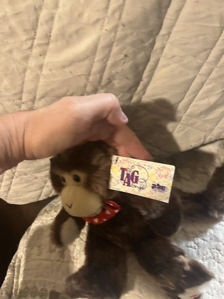 PBC International Tag Alongs Brown Monkey Plush Heat Bow Tie Valentine ...