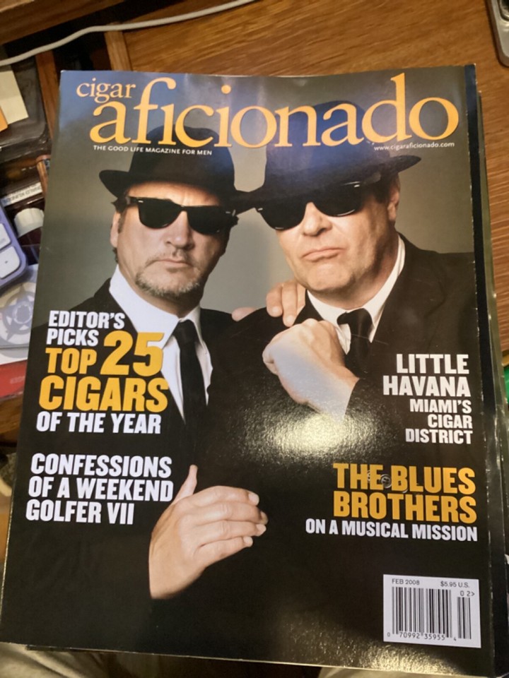 FIVE 2008 CIGAR AFICIONADO MAGAZINES BLUES BROTHERS/TIGER WOODS/COSTNER ...