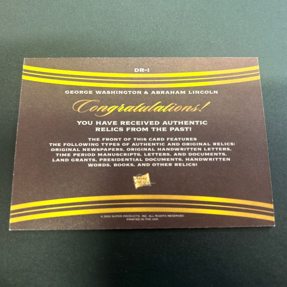 George Washington Abraham Lincoln jumbo authentic relics 2022 pieces of ...