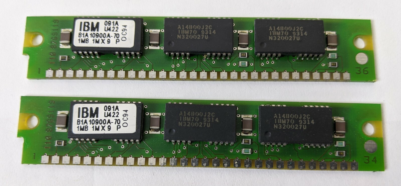 DRAM Module 1MEG x 9 Fast Page 70ns Micron Technology MT3D19M-7 SIMM-30 ...