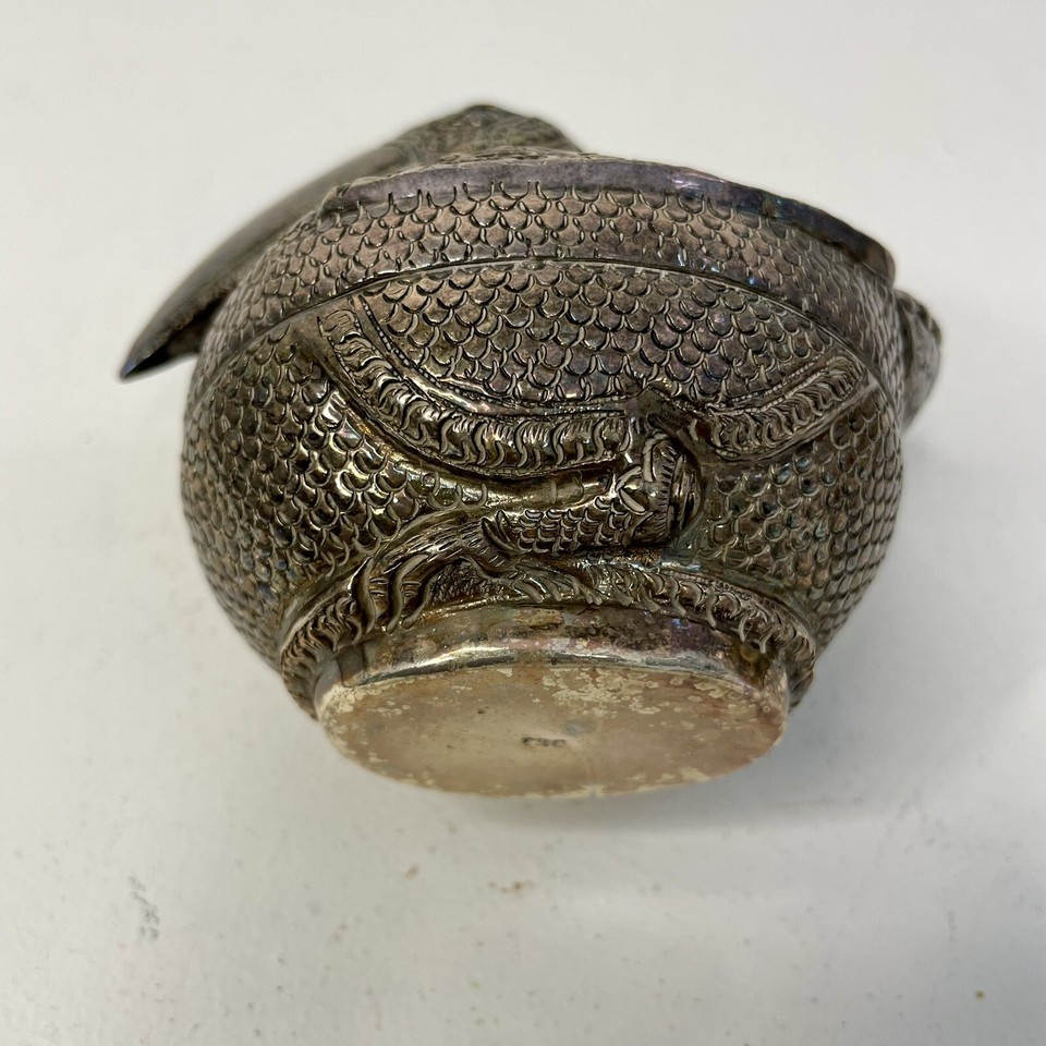 Antique Cambodian Silver Plated Repousse Small Betel Nut Box Bird Khmer ...