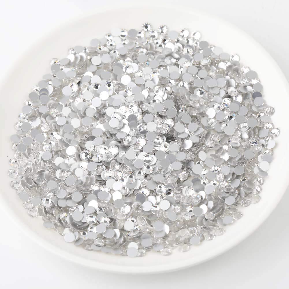 Flat Back Crystal Rhinestones Round Gems for Nail Art and Craft Glue ...