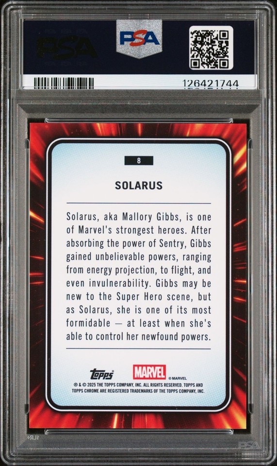 Solarus 2025 Topps Chrome Marvel 1st Appearance Trading Card PSA 10 # 8 ...