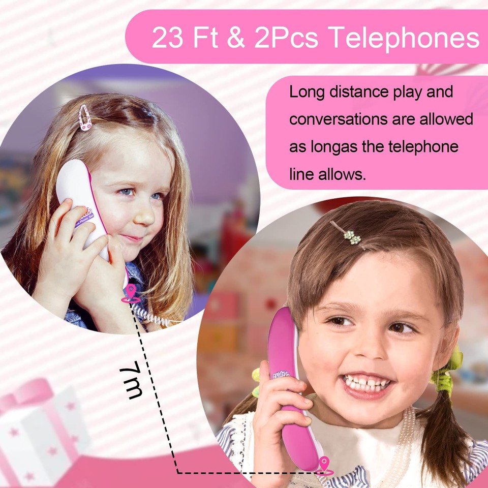 Kids' Play Phone with Real Ring Sounds, Pretend Play Telephone, 23 ft ...