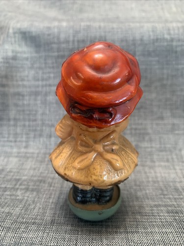 Antique Miniature Celluloid Roly Poly Girl Hold Kitten Figure Does Have ...