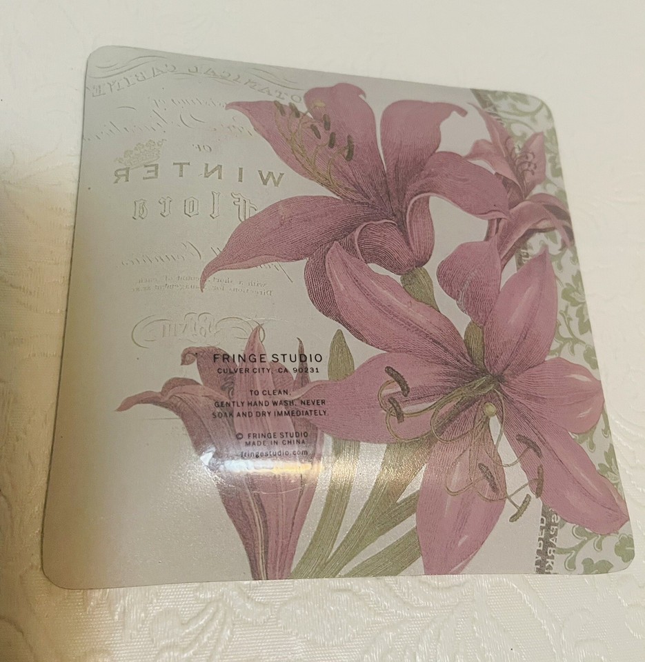 W. FRINGE STUDIO Art/trunket Serving Tray with Red Flowers Winter 4.5 ...