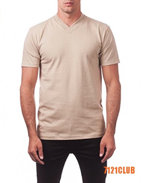 PRO CLUB MEN V NECK T SHIRT CAMO TEE PROCLUB PLAIN SHORT SLEEVE BIG ...