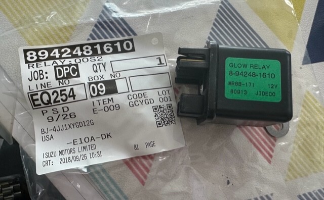 2018 Isuzu 4JJ1 Diesel Engine Glow Relay Plug 8942481610 12V | eBay