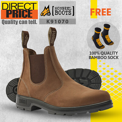 Mongrel K9 Work Chelsea Boots Mens Brown Elastic Sided Casual Non ...