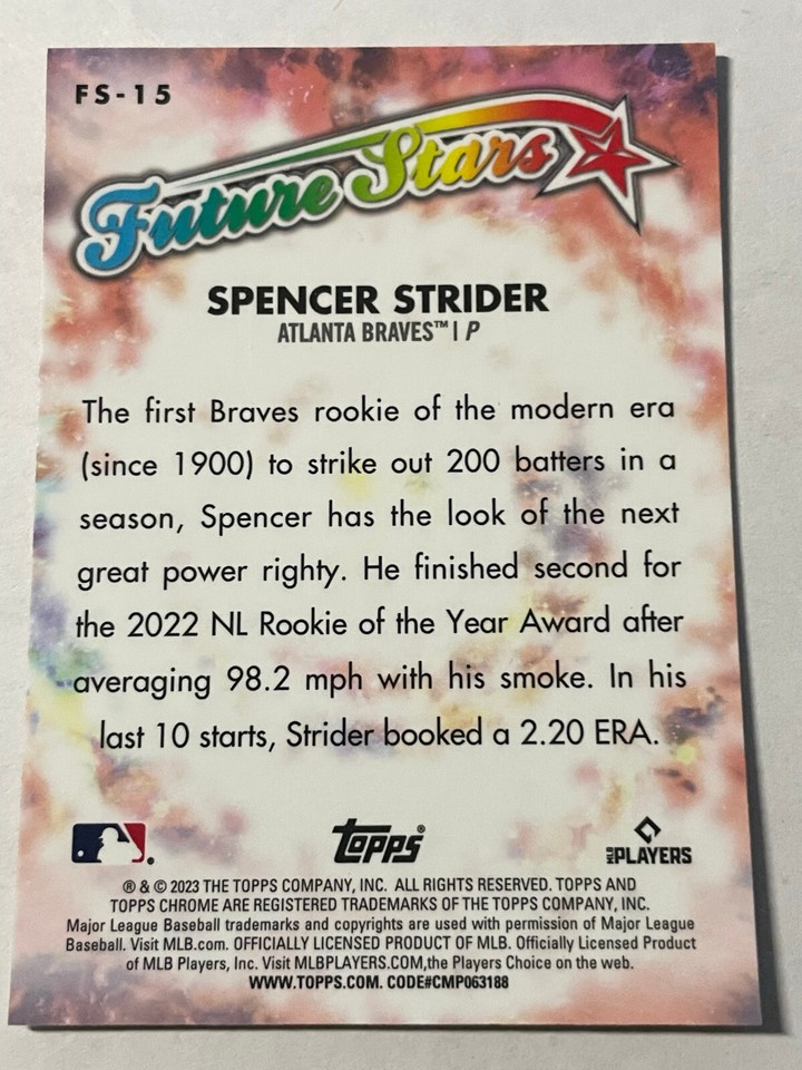 Spencer Strider 2023 Topps Chrome Future Stars FS-15 Atlanta Braves | eBay