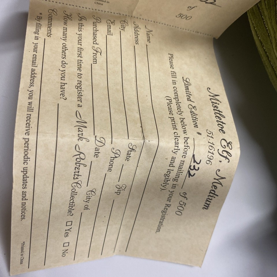 Mark Roberts Elves - Mistletoe Elf 51-16196 Medium 16.5" Figurine 232/ ...