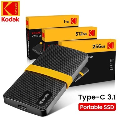 KODAK Ultra Fast SSD X200 Solid State External Hard Drive 128GB 256GB ...
