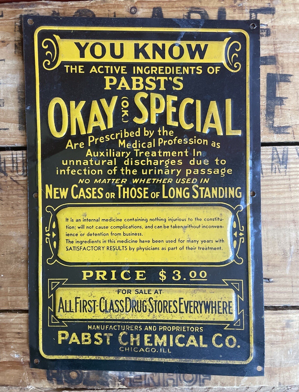 Antique Embossed Pabst Chemical Co Okay Special Drug Store Advertising ...