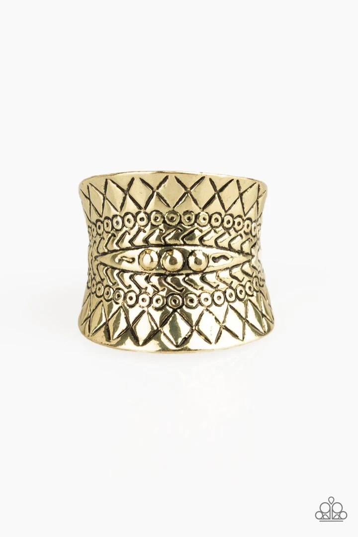 Paparazzi Ring - Villa Vibe- Brass- Thick- Statement- Tribal | eBay