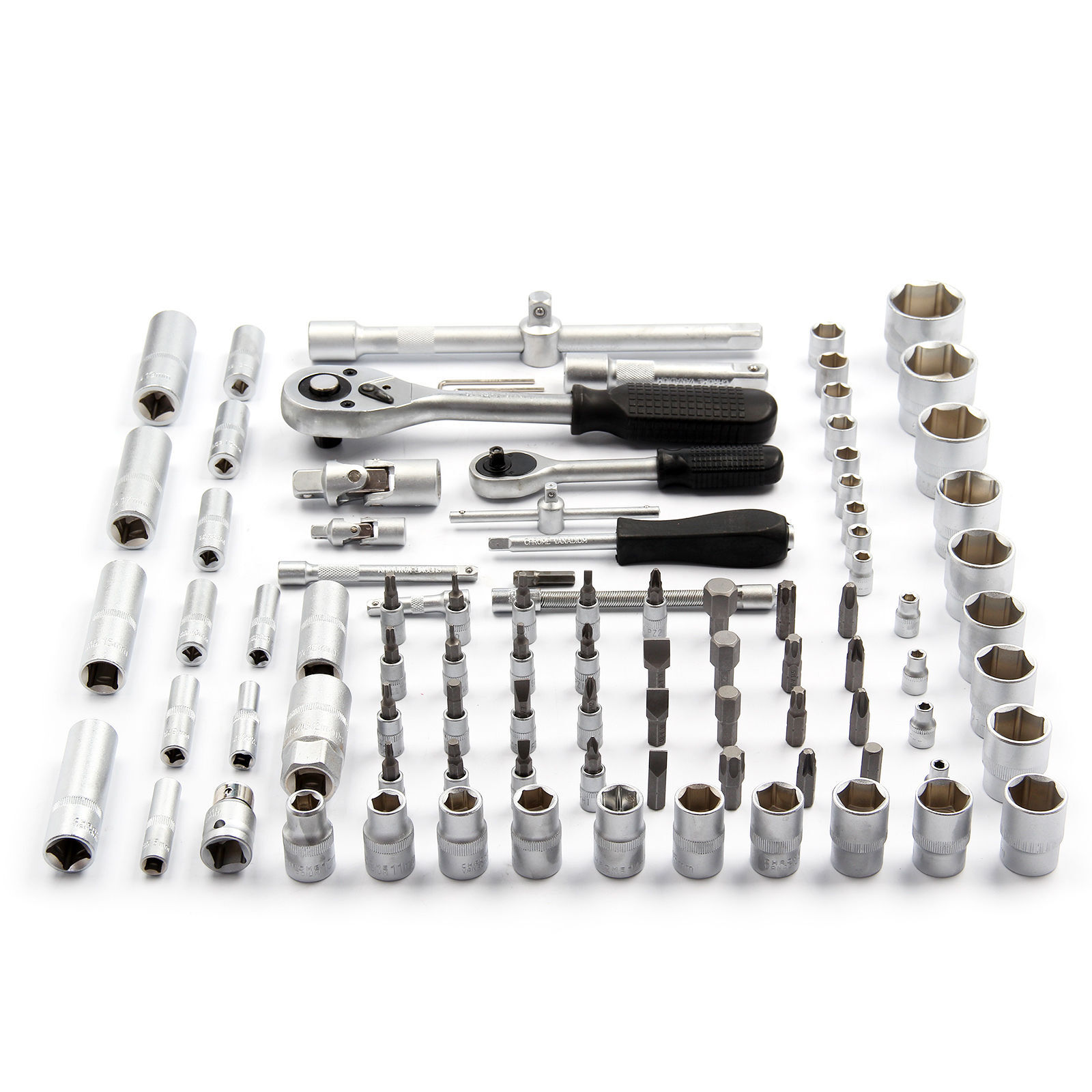 94Pcs 1/2" 1/4" Socket Set Wrench Screwdriver Bits Hand Tool Kit with ...